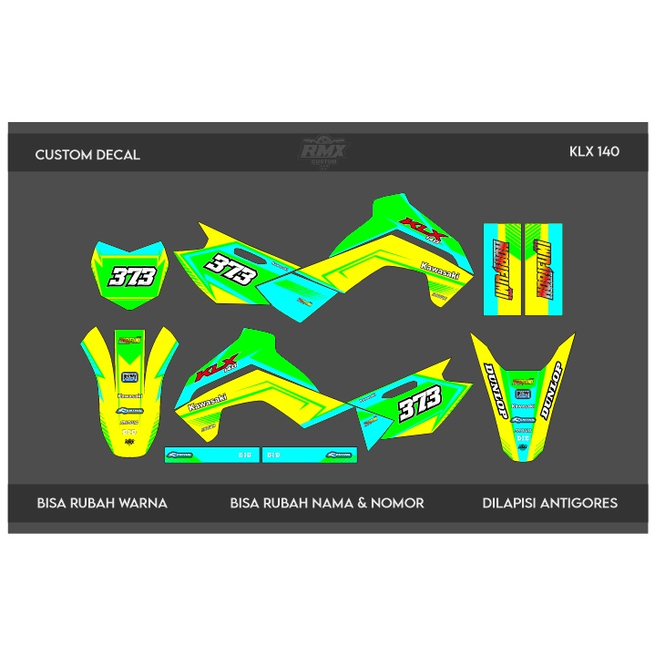 Jual DECAL STICKER KLX 140 (003) DEKAL STIKER FULLBODY HITAM MERAH ...