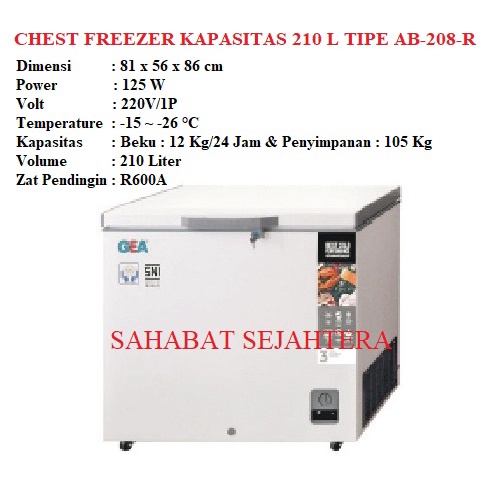 Jual GEA Chest Freezer AB-208-R Freezer Box - Khusus Jakarta | Shopee ...