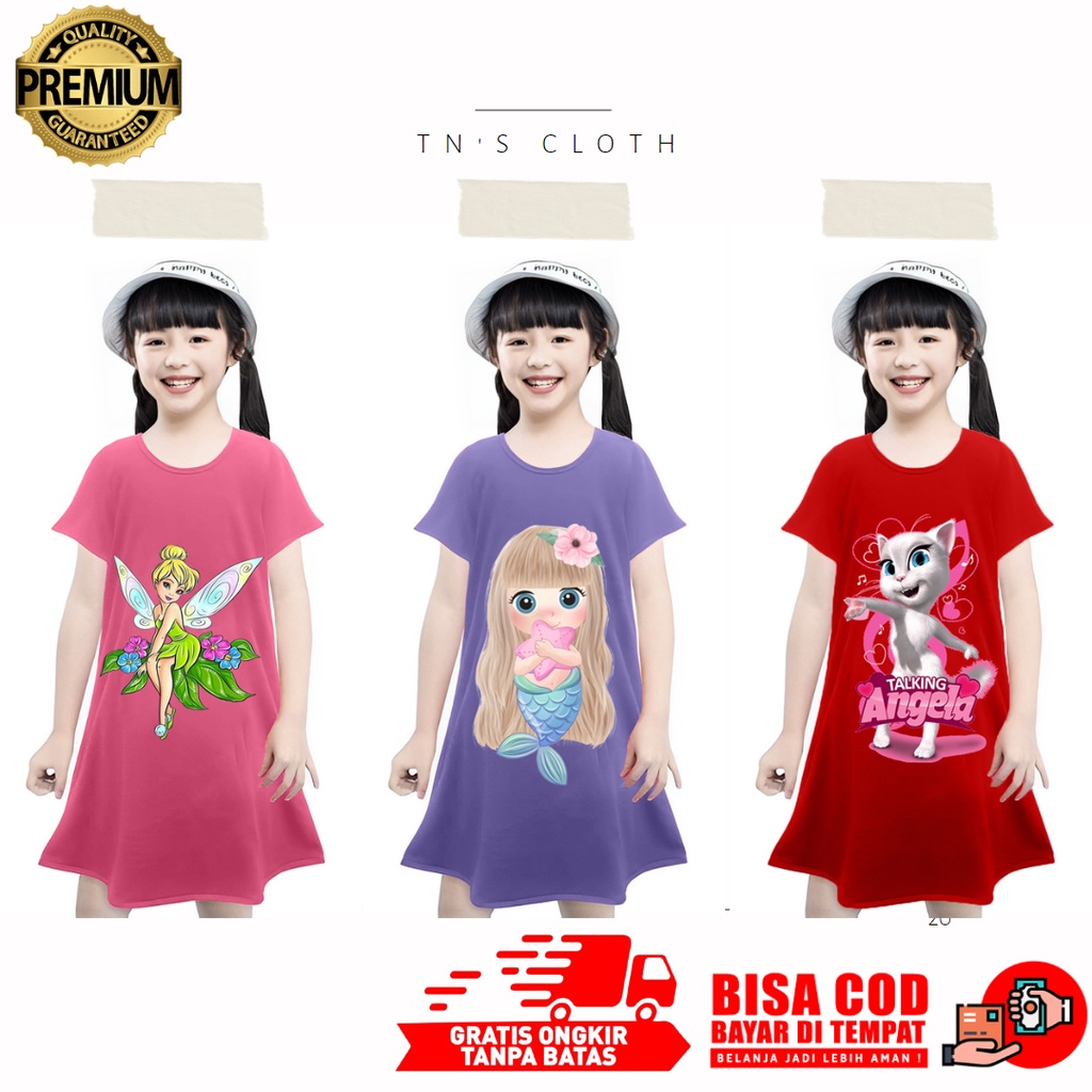 Jual Dress anak bergambar lucu, Daster anak lengan pendek 1-8 tahun ...