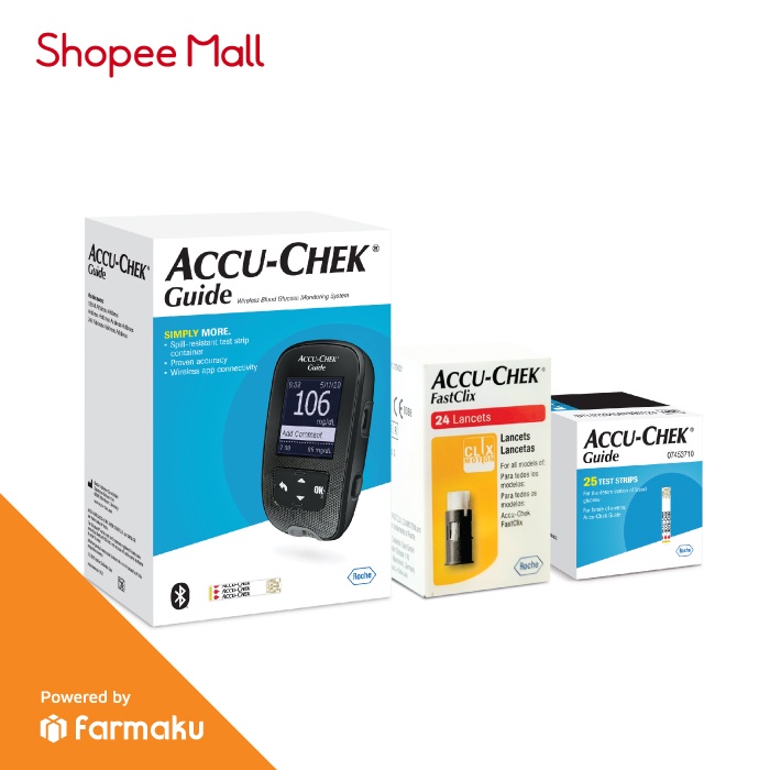 Jual Accu-Chek Guide Paket Cek Tes Gula Darah (Alat, Strip, Pen, Lancet ...