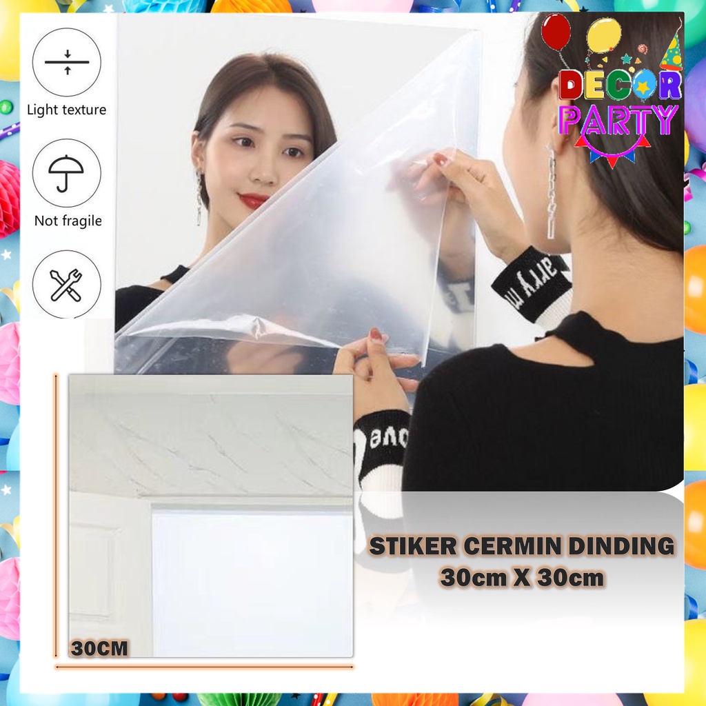 Jual DP Stiker Cermin Dinding Tempel Anti Pecah 30cm X 30cm Persegi ...