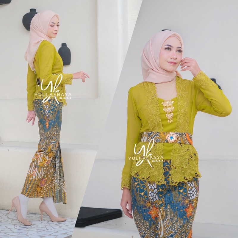 Jual Set Baju Kebaya Raya Bordir Crep | Kebaya Encim Hijab | Shopee ...