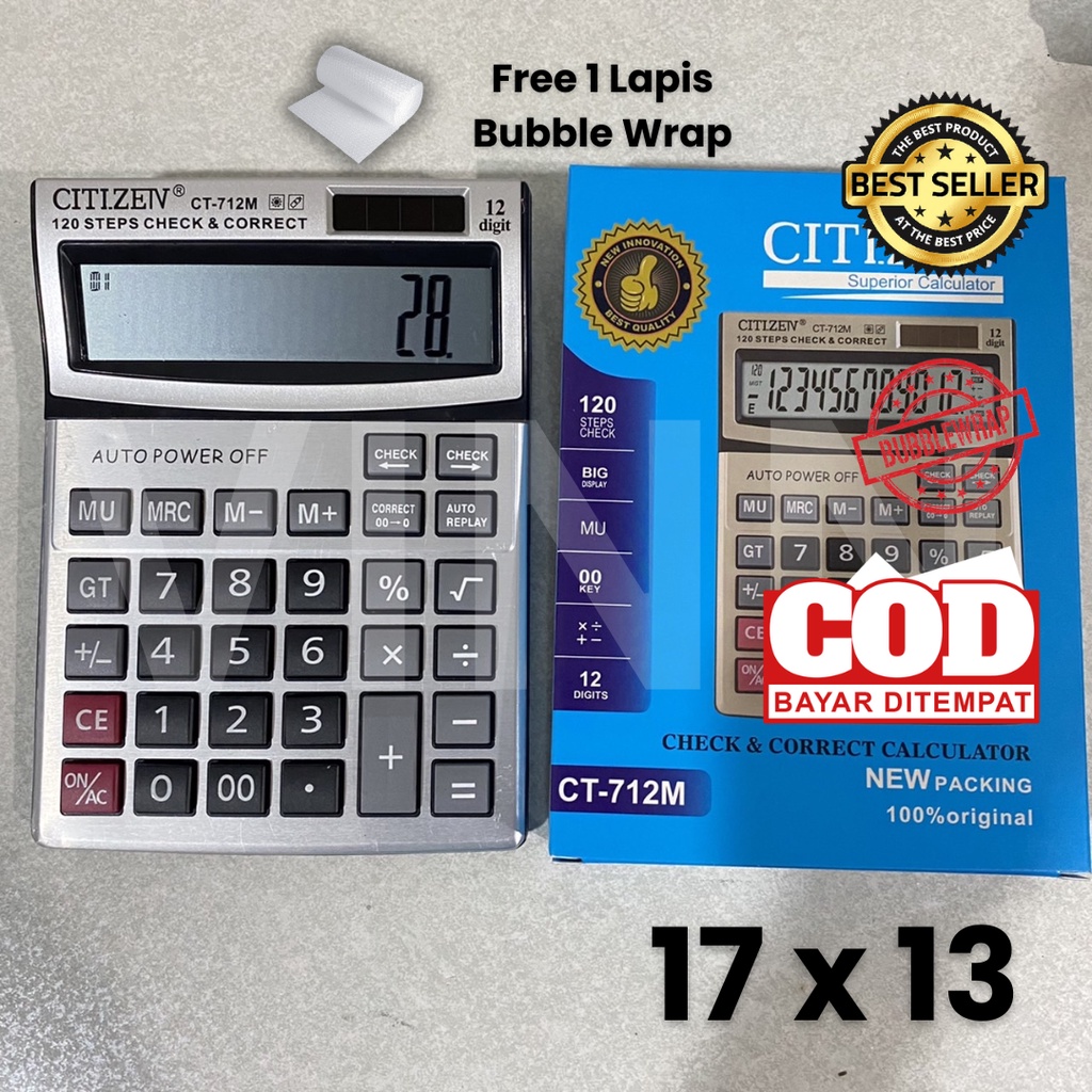 Jual Kalkulator CITIZEN CT 712 12 Digit Check - Calculator Dual Power ...