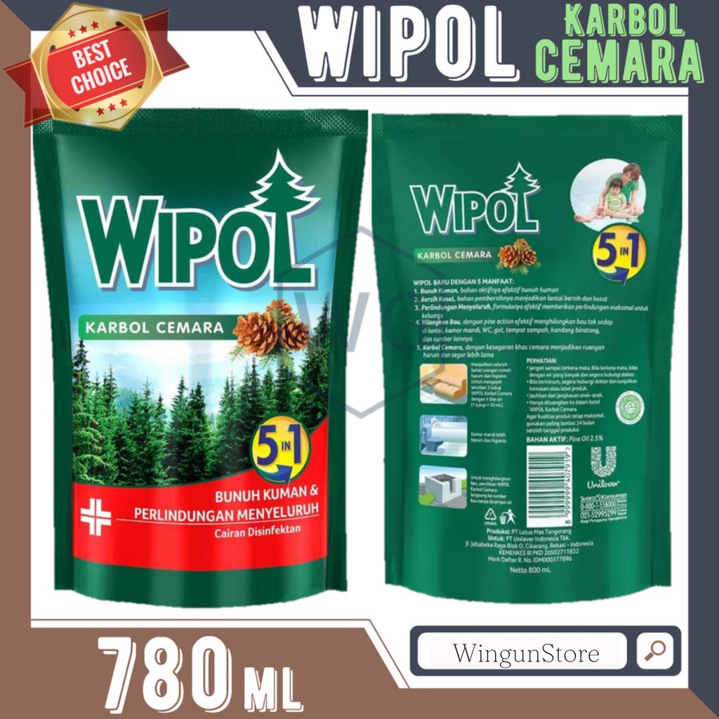 Jual WIPOL KARBOL CEMARA 780ml Sabun Pel Lantai WIPOL 5 in 1 Hijau ...