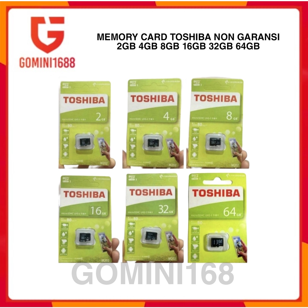 Jual Memory Card Toshiba Non Garansi 2 GB, 4 Gb, 8 Gb, 16 Gb, 32 Gb, 64 ...