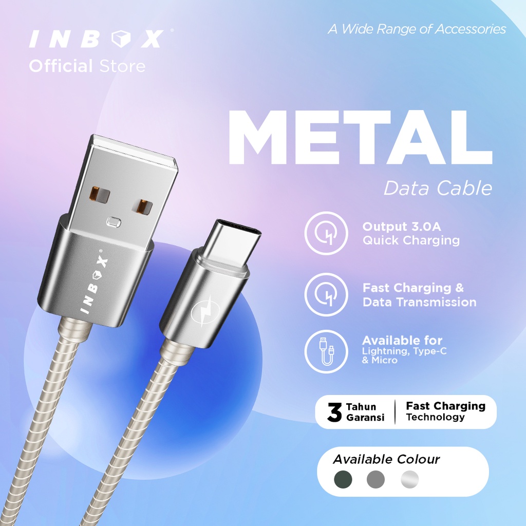 Jual Kabel Charger Inbox Metal Fast Charging | Kabel Data Type C, Micro ...