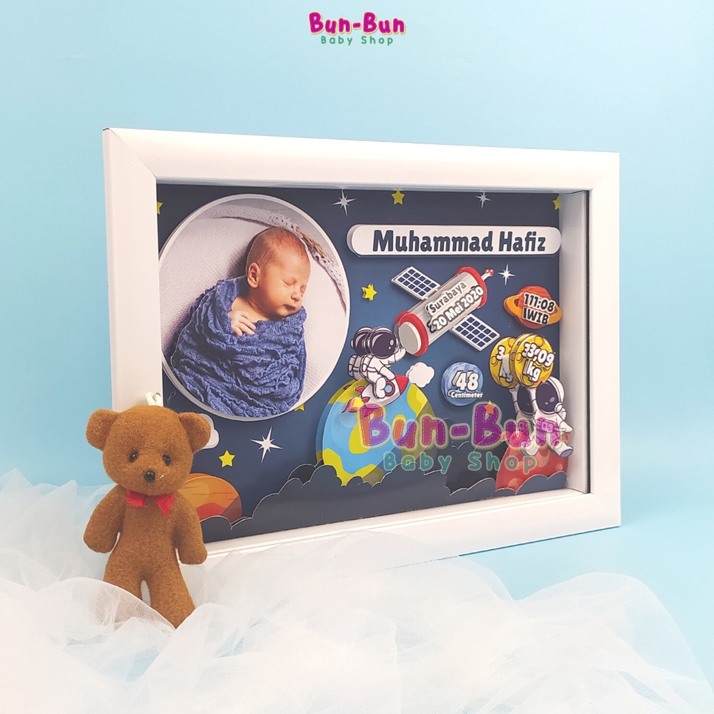 Jual Biodata Bayi Frame 3D Kado Lahiran Hiasan Dinding New Born Day ...
