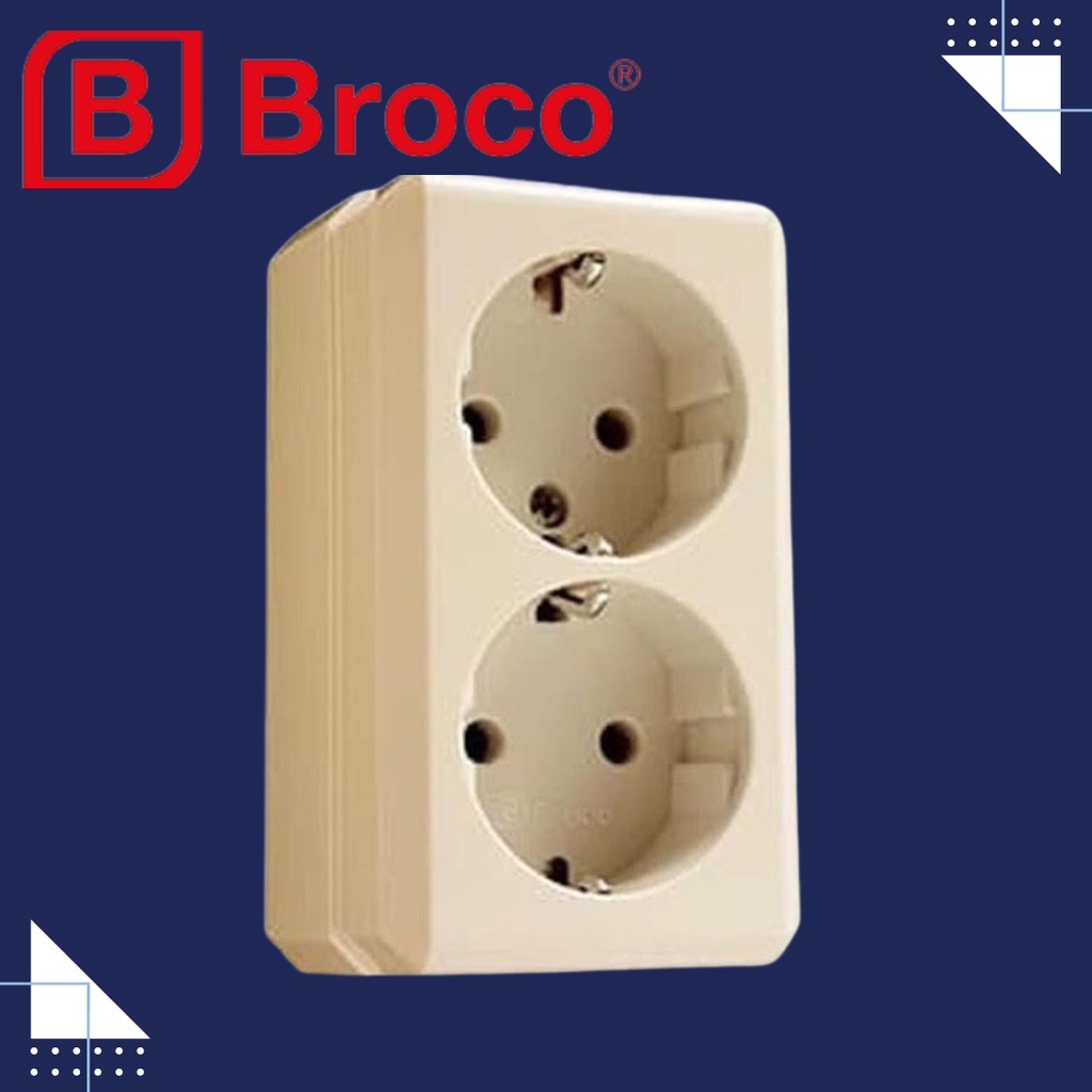 Jual BROCO STOP KONTAK 2 LUBANG OUTBOW OB BROCO 15420 CREAM / BROCO NEW ...