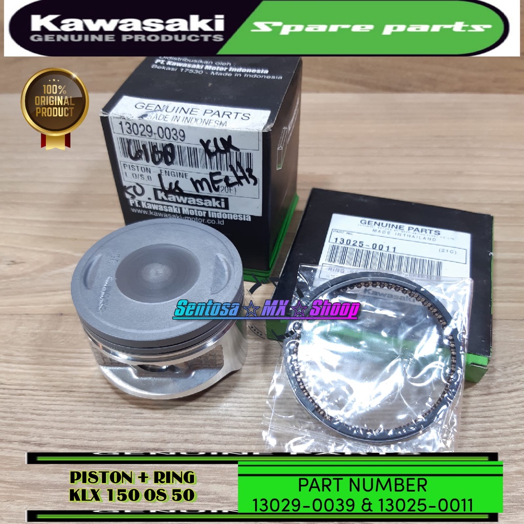 Jual ( KLX 150 ) PISTON + RING PISTON OS 50 13029-0039 PISTON & 13025 ...