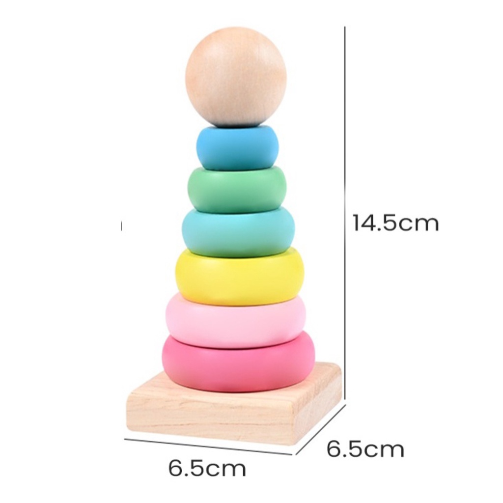 Jual Mainan Montessori Menara Donat Susun Motif Cincin Warna Pastel ...
