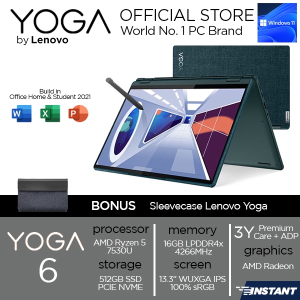 Jual Lenovo Yoga 6 2in1 Touch Fabric - AMD Ryzen 5 7530U 16GB RAM 512GB ...