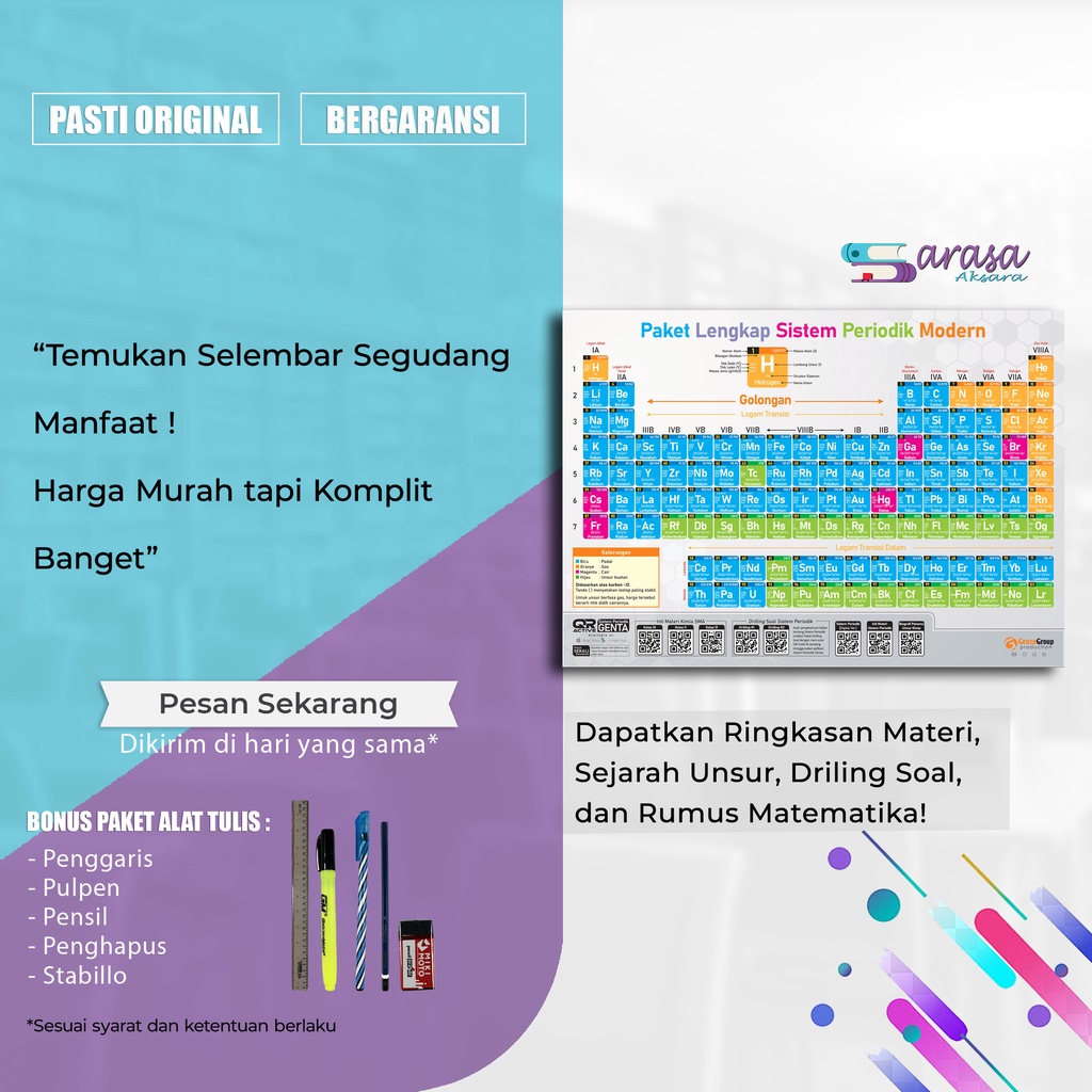 Jual Poster Tabel Periodik Modern Ukuran A2 ( 59,4 x 42 CM ) Terlengkap ...