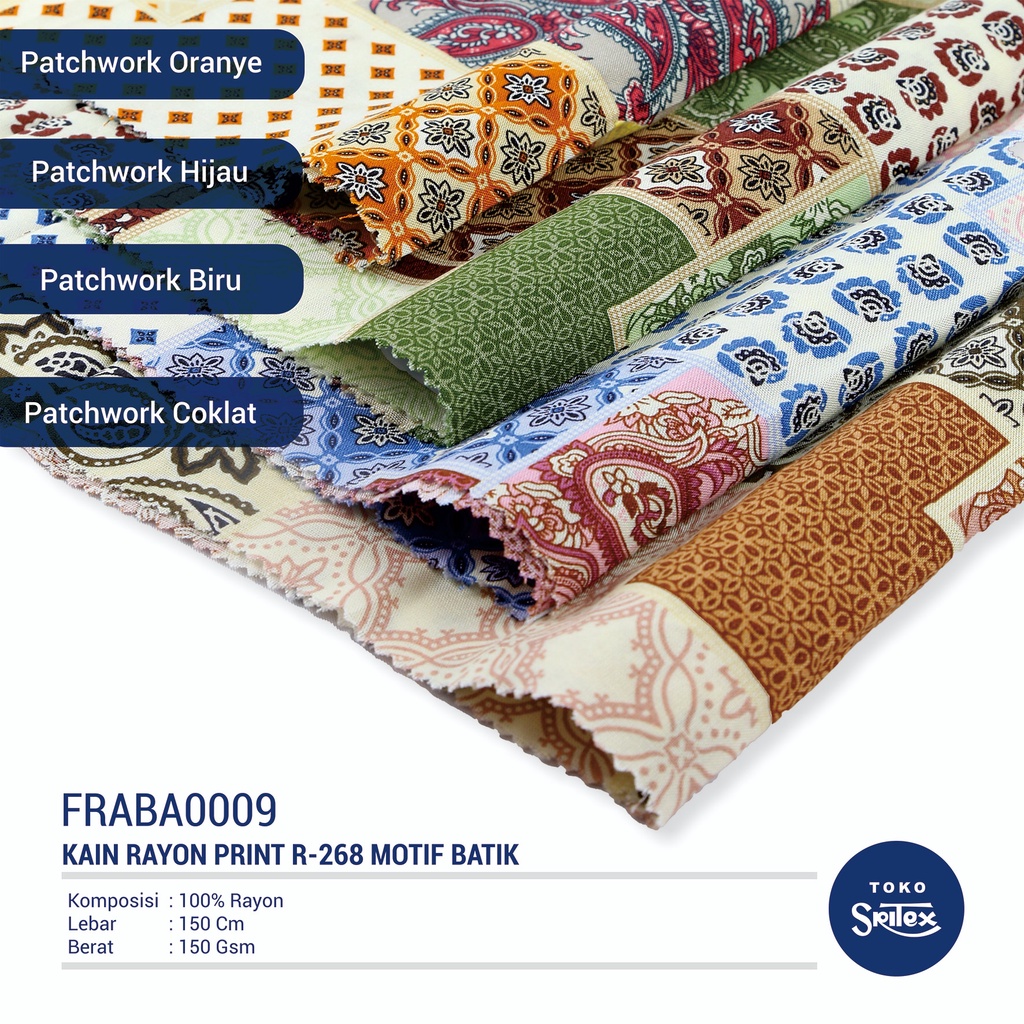 Jual Toko Sritex Kain Rayon Print Batik Patchwork Premium Ekspor, R 268 ...