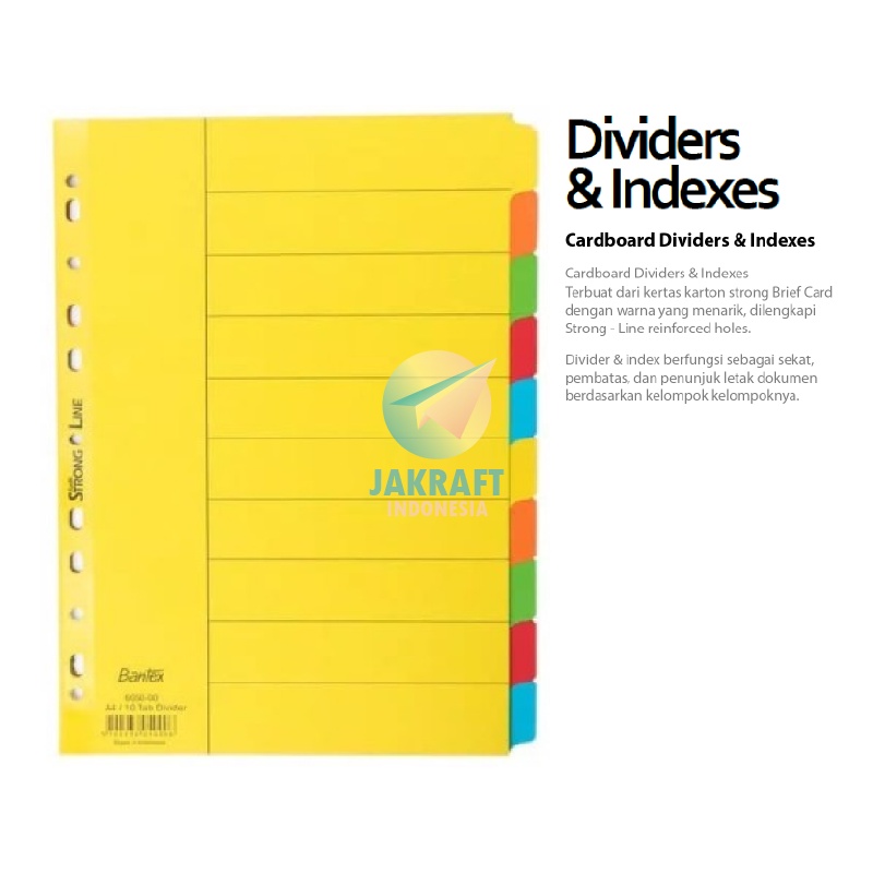 Jual (1 Set) Divider Pembatas Kertas Dokumen Binder Ordner BANTEX 6050 ...