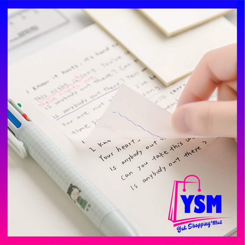Jual YSM Set Kertas Notes Transparan 50 Lembar Label Stickers PET Tahan ...