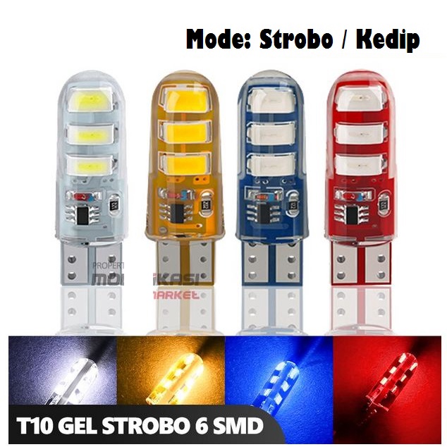 Jual Lampu LED T10 Crystal Jelly 6 Mata STROBO Kedip Led 5730 Lampu ...
