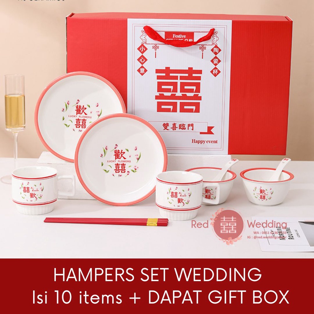 Jual Hampers Wedding Gift Set Piring Mangkok Gelas Bahan Keramik Design ...