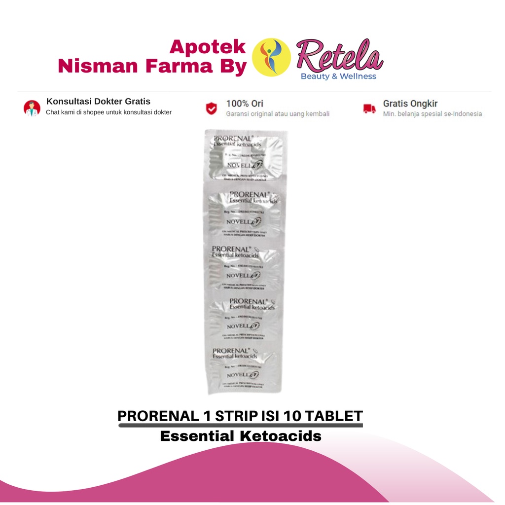 Jual PRORENAL 1 STRIP ISI 10 TABLET ( ESSENTIAL KETOACIDS ) | Shopee ...