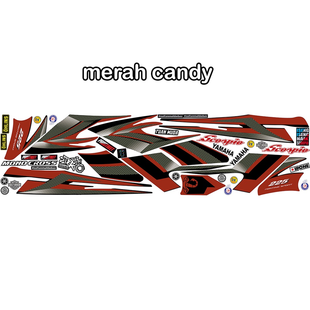 Jual stiker striping scorpio steko warna merah candy | Shopee Indonesia