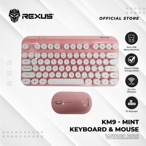 Jual Rexus Keyboard Mouse Combo Wireless KM9 - PINK | Shopee Indonesia