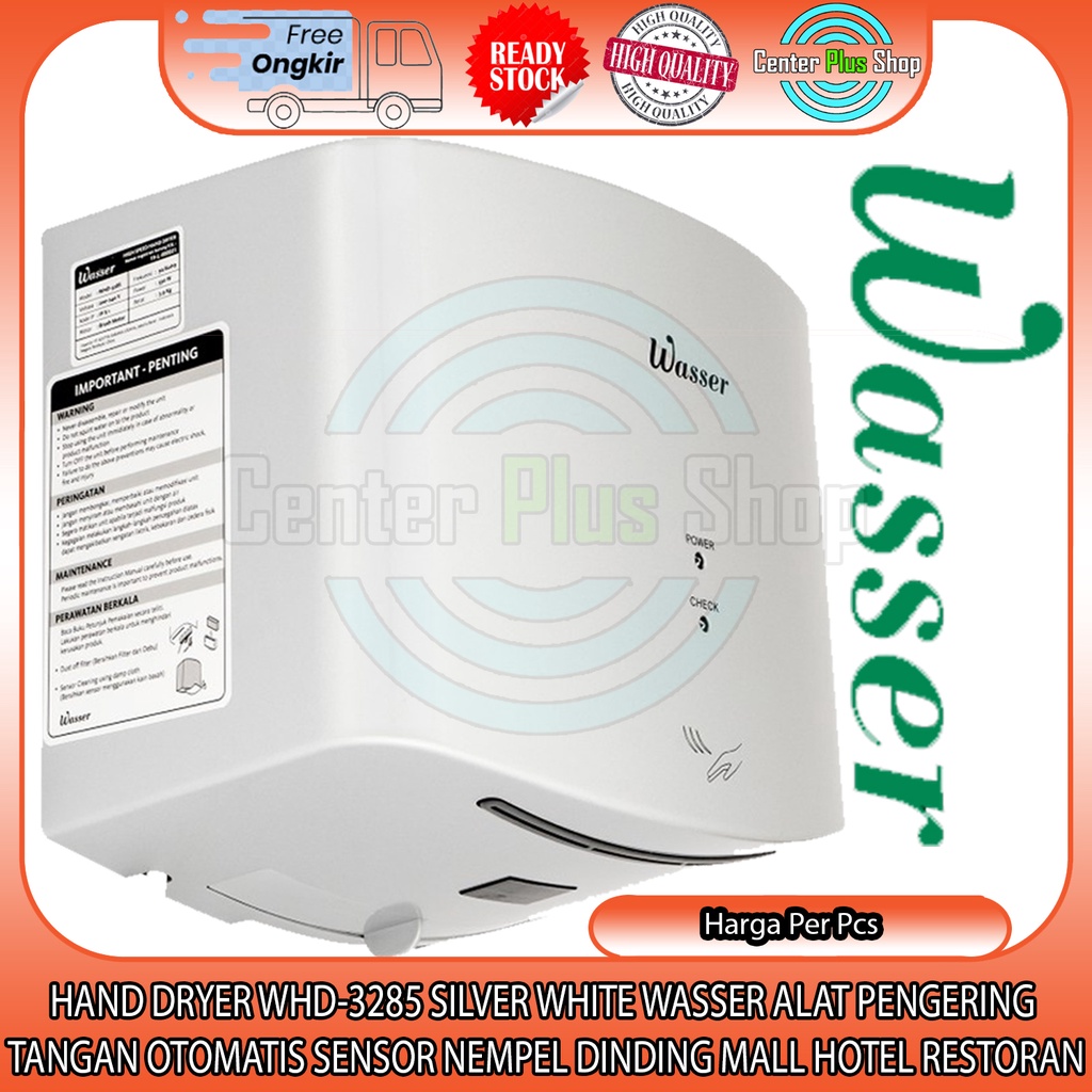 Jual HAND DRYER WASSER WHD-3285 SILVER WHITE ALAT PENGERING TANGAN ...
