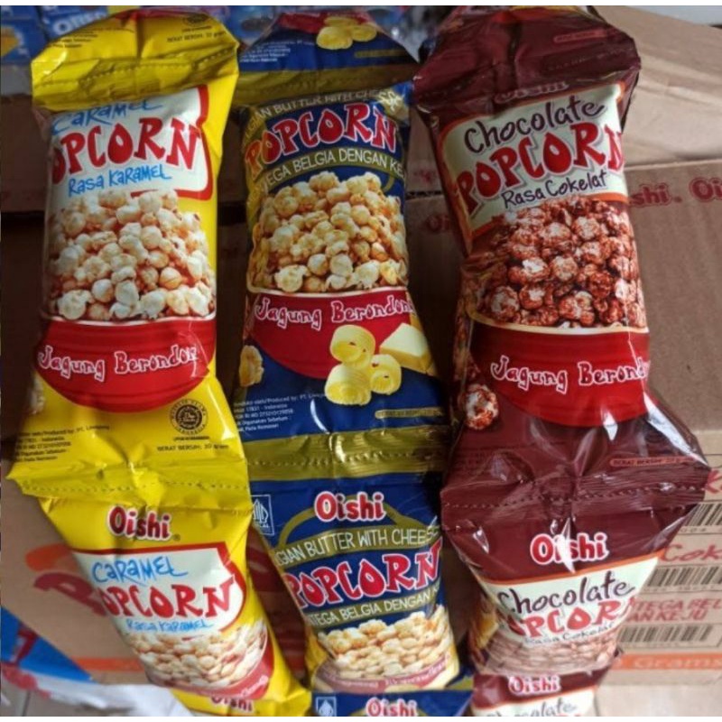Jual Oishi Popcorn 20gr dengan 3 rasa Snack popcorn [ 1 renteng @10pcs ...