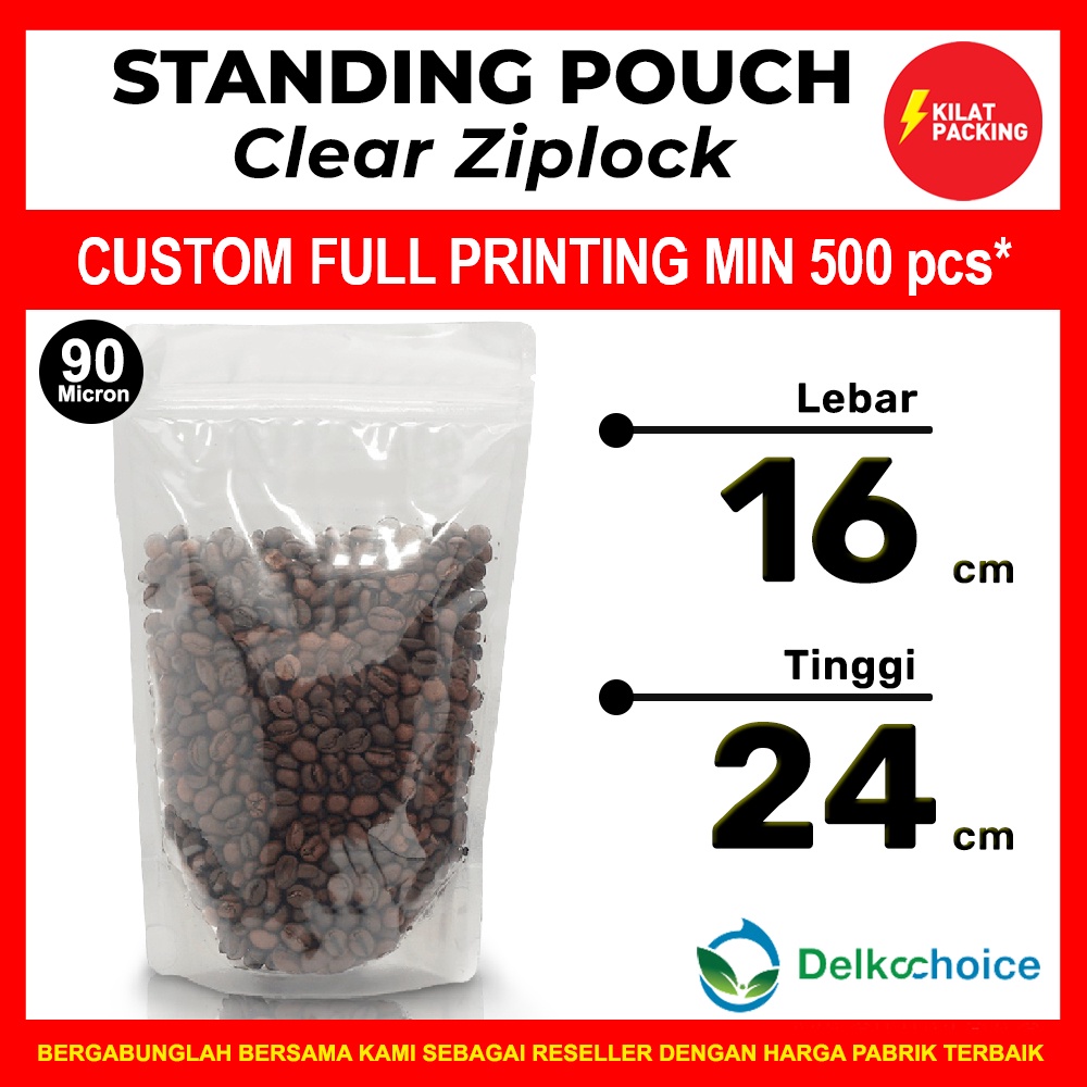 Jual Standing Pouch Clear Ziplock Kemasan Makanan Snack Termurah 16CM x ...