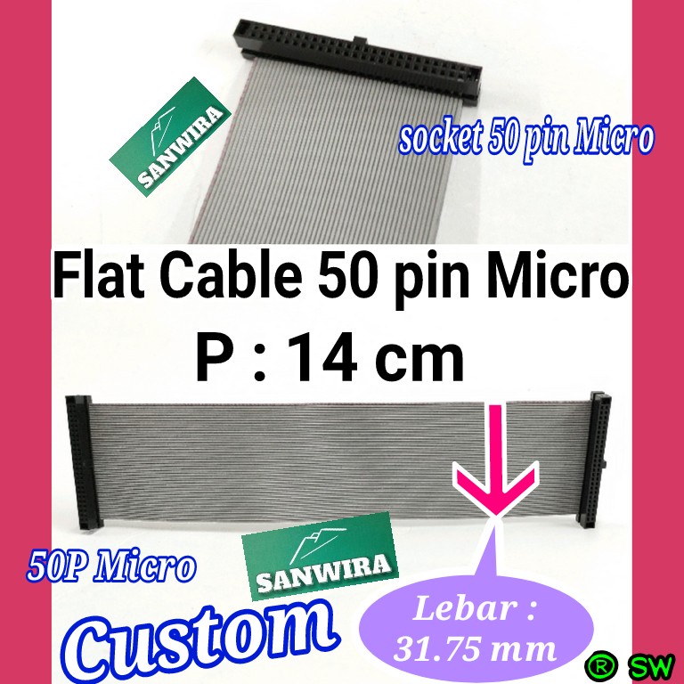 Jual Flat Cable 50 pin Micro / Flat Cable 50 pin Micro 14 cm / 20 cm ...