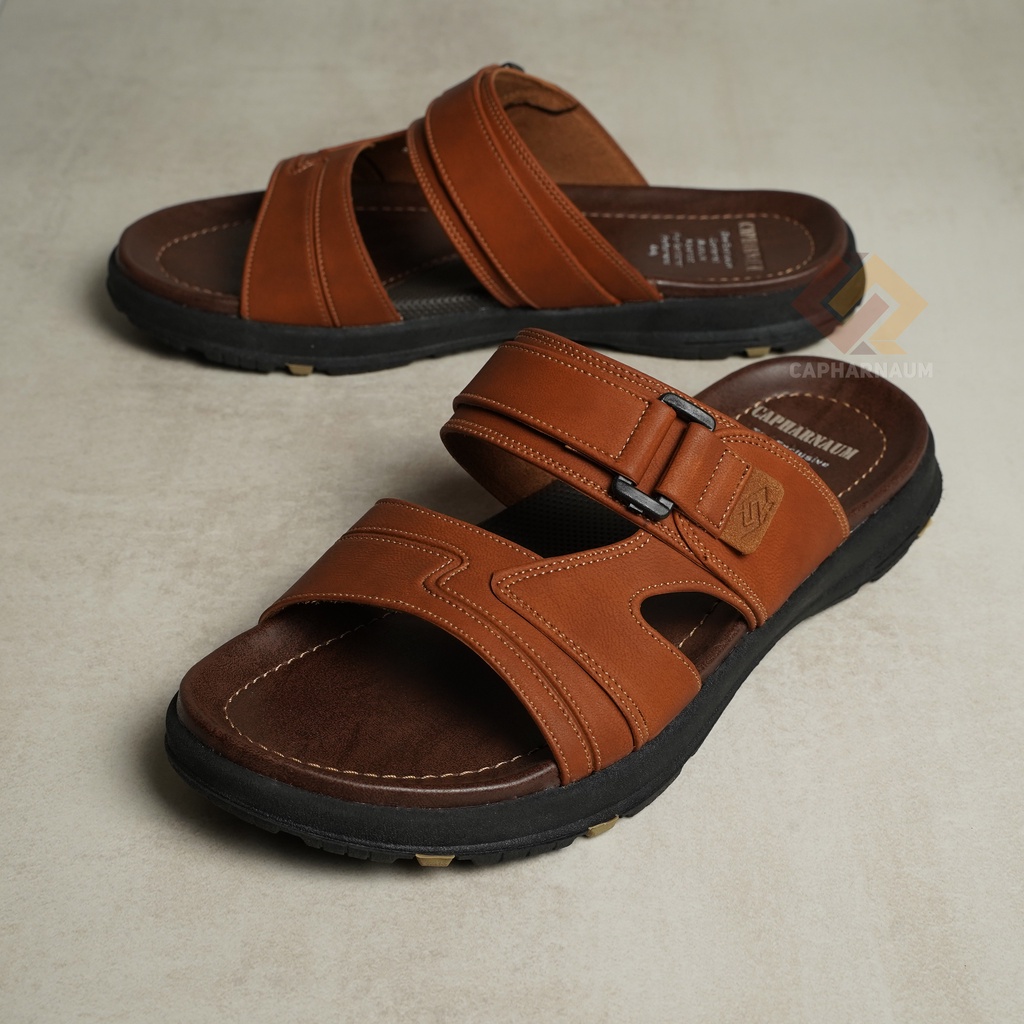 Jual CAPHARNAUM [RAMBO 202] Sendal Selop Ban 2 Kulit Gesper Sandal Slop ...