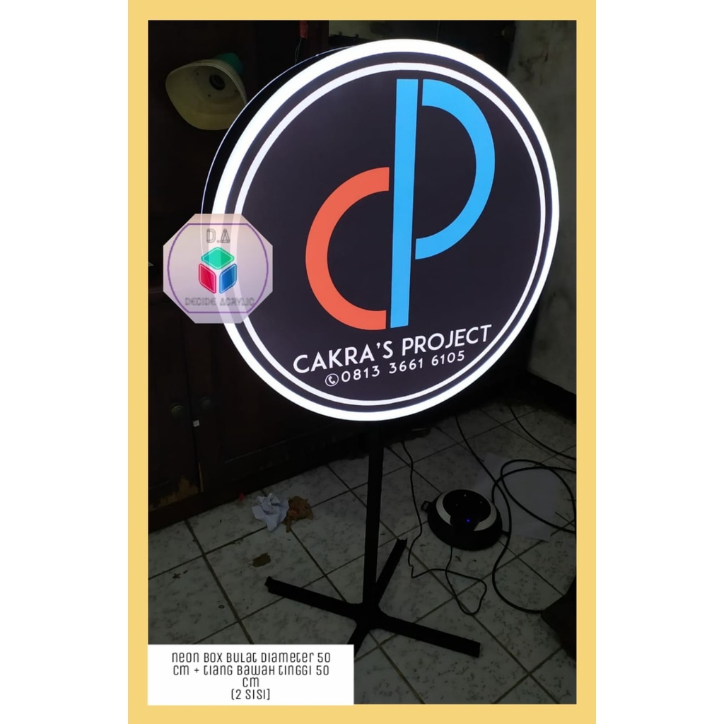 Jual Decide Acrylic Akrilik Led Neon Box Bulat Diameter 50 2 Sisi ...
