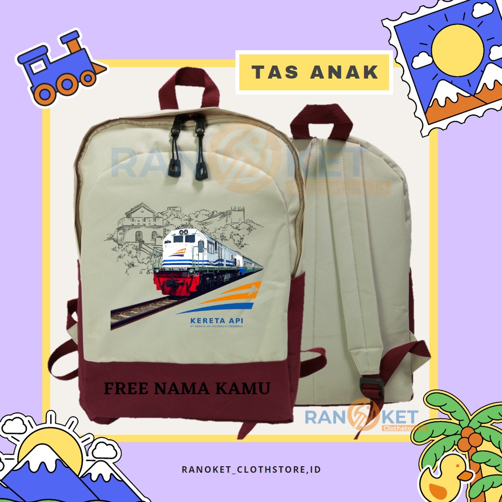Jual Tas Ransel Backpack Anak Sekolah Custom Gambar Kereta Api Unisex ...
