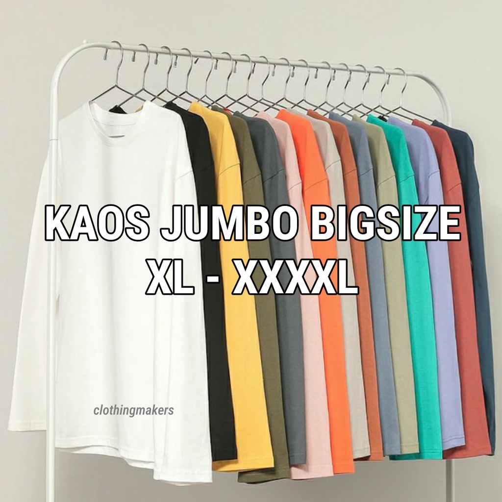 Jual Kaos Jumbo Pria Wanita Big Size Lengan Panjang XL XXL XXXL XXXXL ...