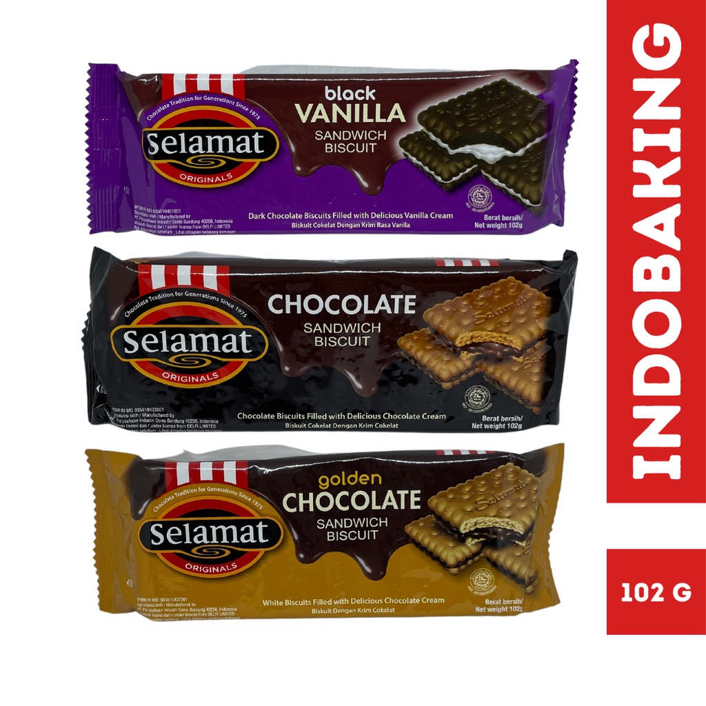 Jual Selamat Biscuit Chocolate Sandwich Biskuit Coklat Black Vanilla ...