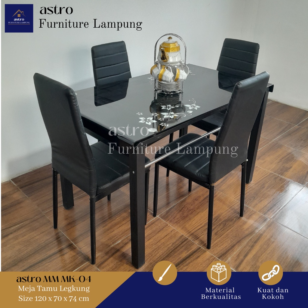 Jual Meja Makan 4 Kursi Kualitas Terbaik Warna Hitam Solid / Dining Set ...