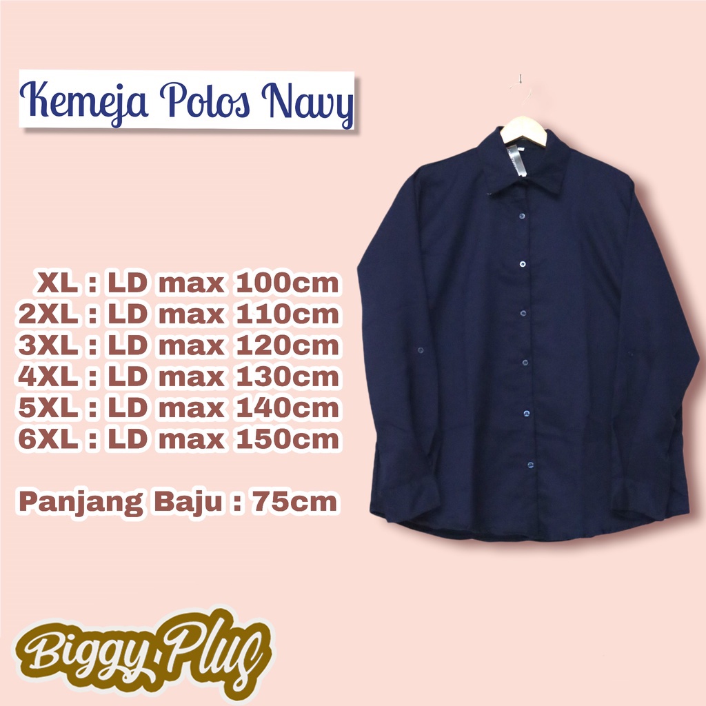 Jual BGP - Kemeja Polos Putih Wanita Jumbo / Kemeja Kerja Bigsize / Kemeja Polos Lengan Panjang ...
