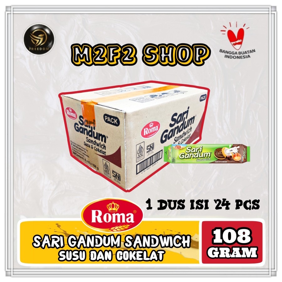 Jual Roma Biskuit Sari Gandum Sandwich Susu dan Cokelat - 108 gr ...