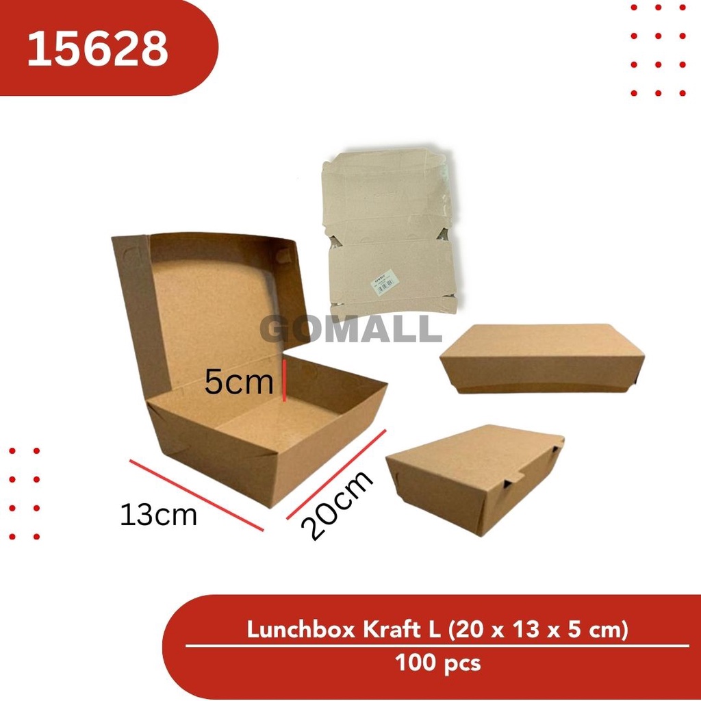 Jual Lunch Box Paper / Lunch Box Kraft L 20 x 13 x cm x 5 cm | Shopee ...