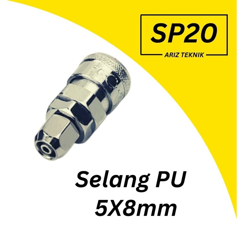 Jual Coupler Sambungan Selang PU Kompresor Angin dia 5x8mm Menggunakan ...