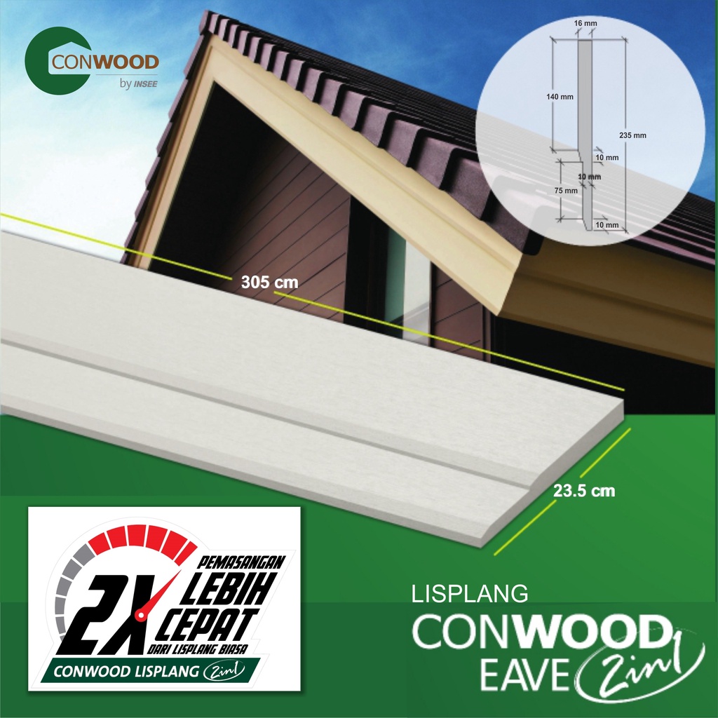 Jual Conwood Eave 2 IN 1 (235 x 3050 x 16 mm) Lisplang Bertumpuk Fiber ...