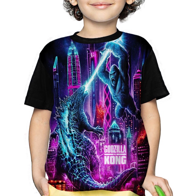 Jual Baju Godzilla x Kong Kaos Anime Anak Laki Laki Monster 3D 10372 ...