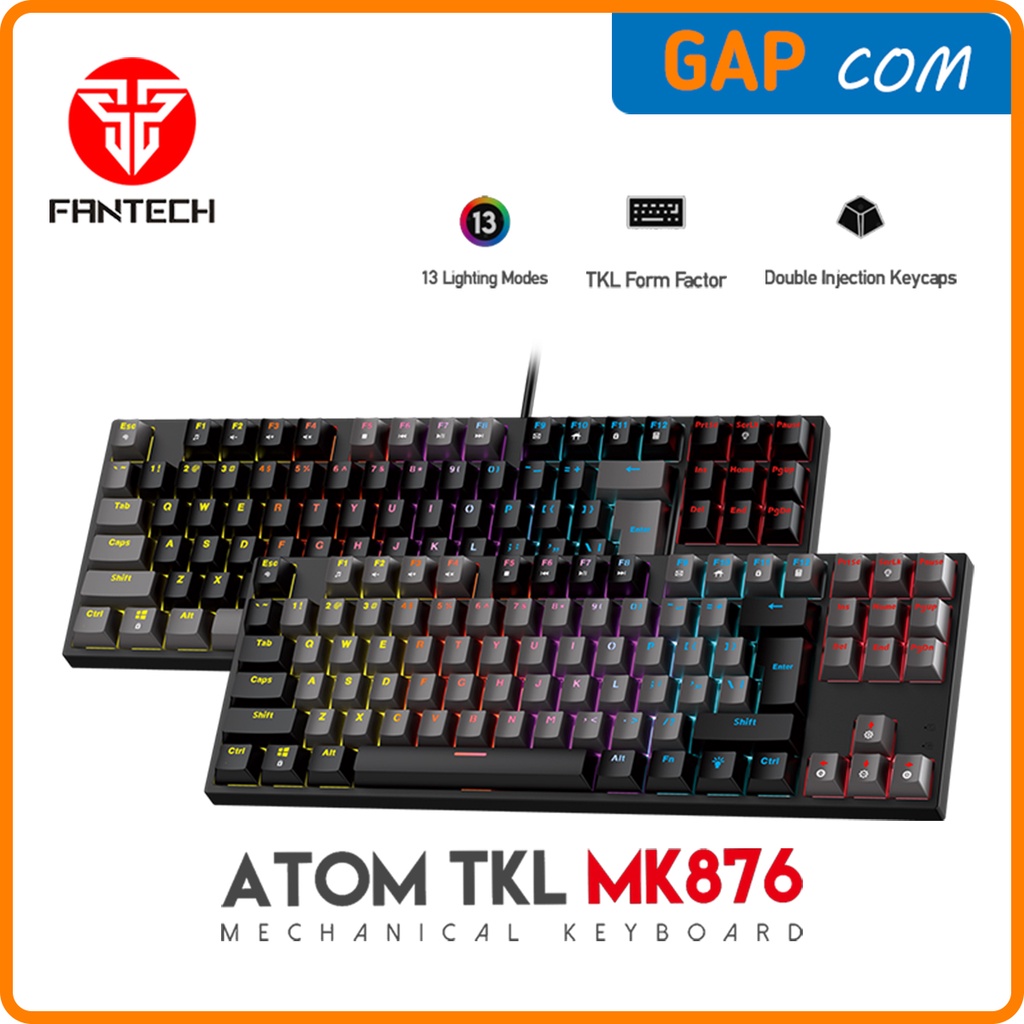 Jual Keyboard Gaming Mechanical Fantech MK876 | MK876v2 Atom TKL RGB Grey/Black | Shopee Indonesia
