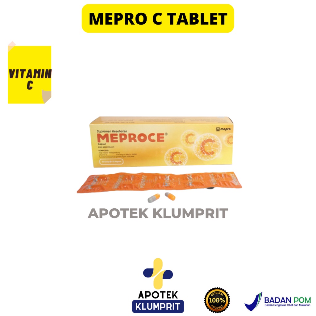 Jual Mepro C tablet strip 10 tablet / Vitamin c 500mg / Vitamin C ...