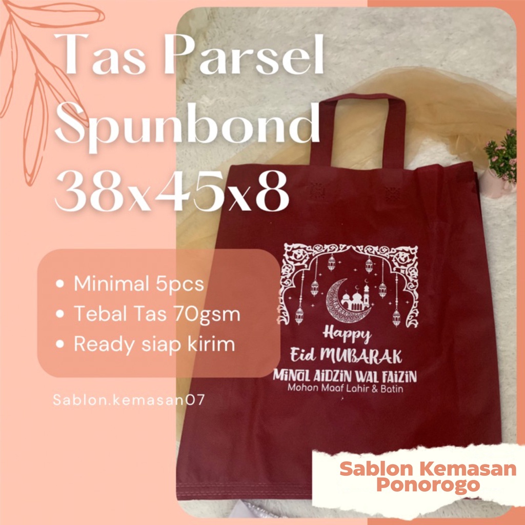 Jual 1LUSIN Tas Parsel Lebaran Spunbond Ukuran 38x45x8 Goodie Bag ...