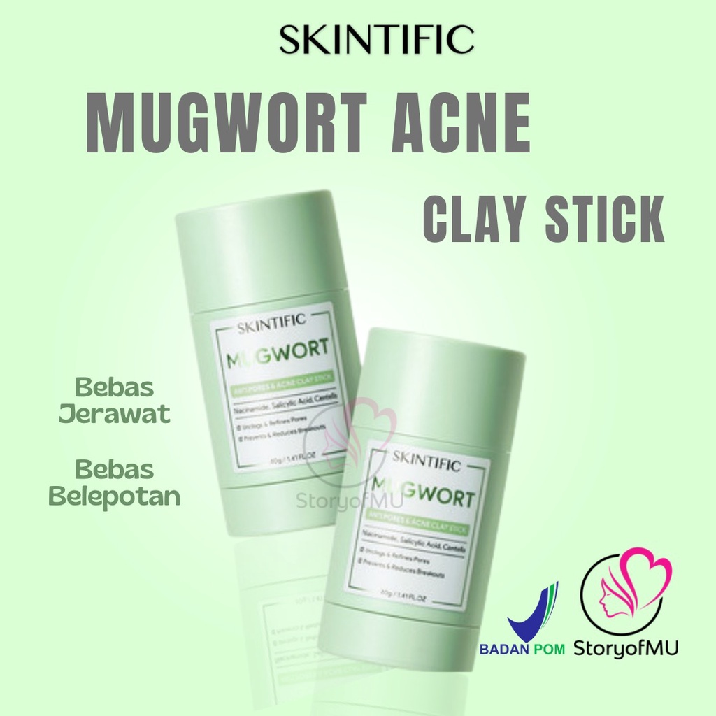 Jual SKINTIFIC Mugwort Anti Pores & Acne Clay Stick 40g Facial Mask ...