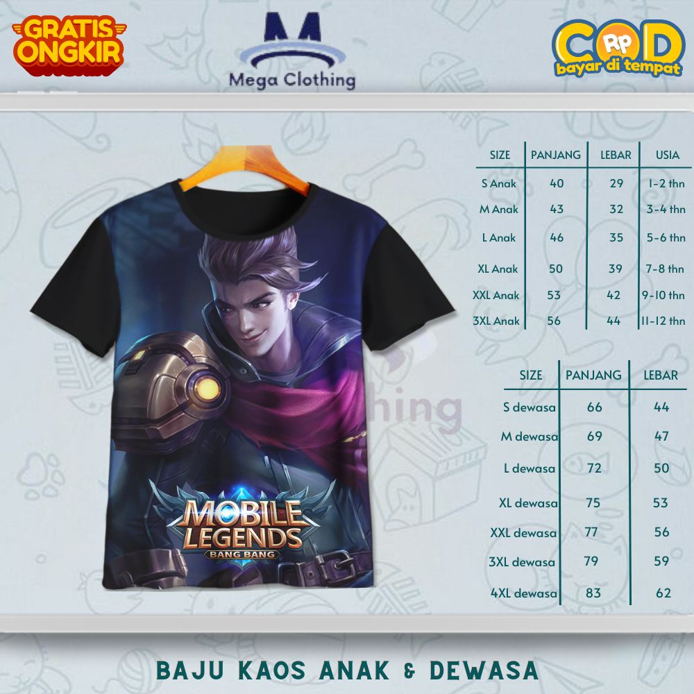Jual Kaos ML Mobile Legend Marksman Claude Anak & Dewasa - Baju Couple Anak & Dewasa ML Mobile ...