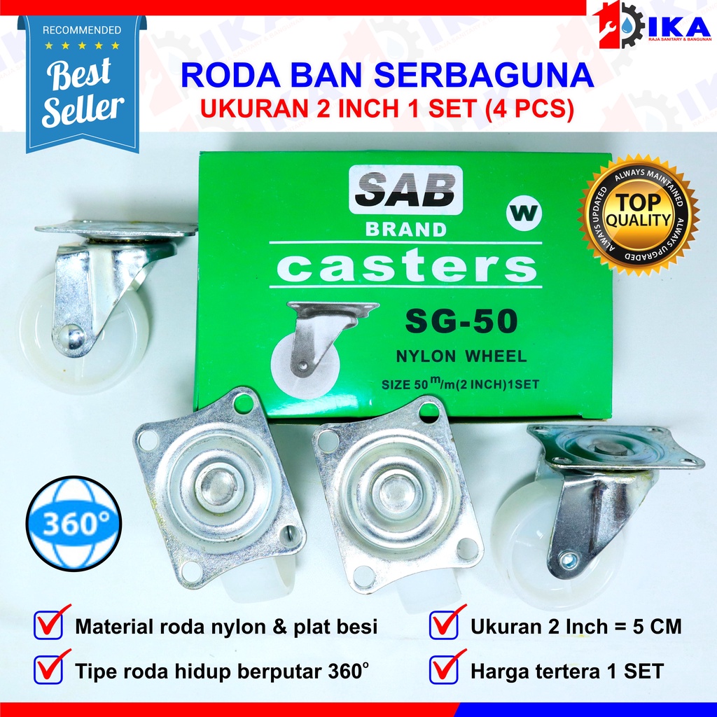 Jual Roda Nylon Nilon Putih 2 inch Troli Troley Murah Harga per 1 Kotak ...