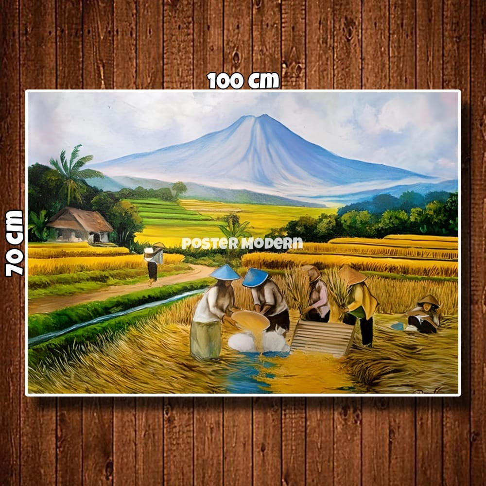 Jual HIASAN DINDING POSTER GAMBAR PANEN PADI #CODE27 UKURAN XTRA JUMBO ...