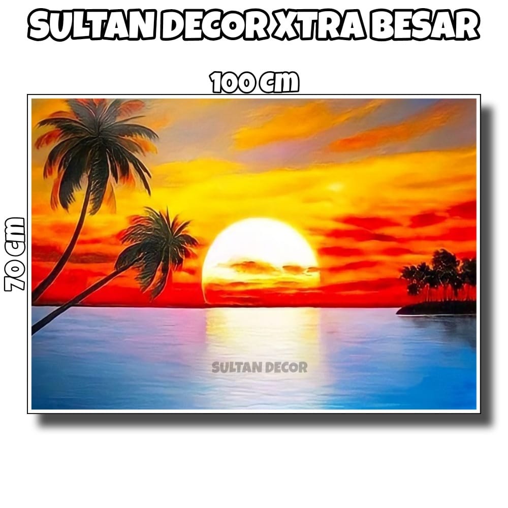 Jual LUKISAN POSTER CETAK SUNSET PANTAI JUMBO XTRA BESAR UKURAN ...