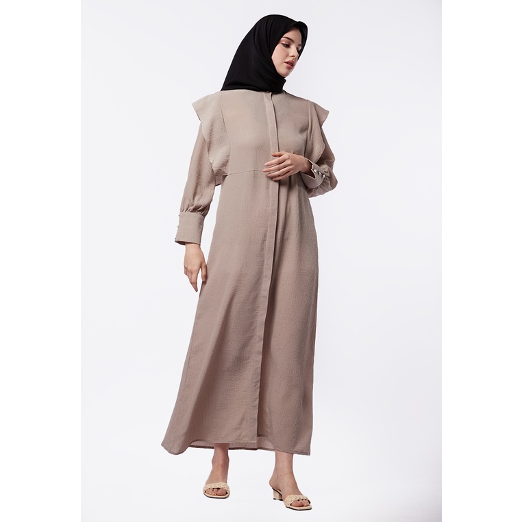 Jual Executive x Jenahara Mandarin Collar Maxi Dress Taupe | Shopee ...