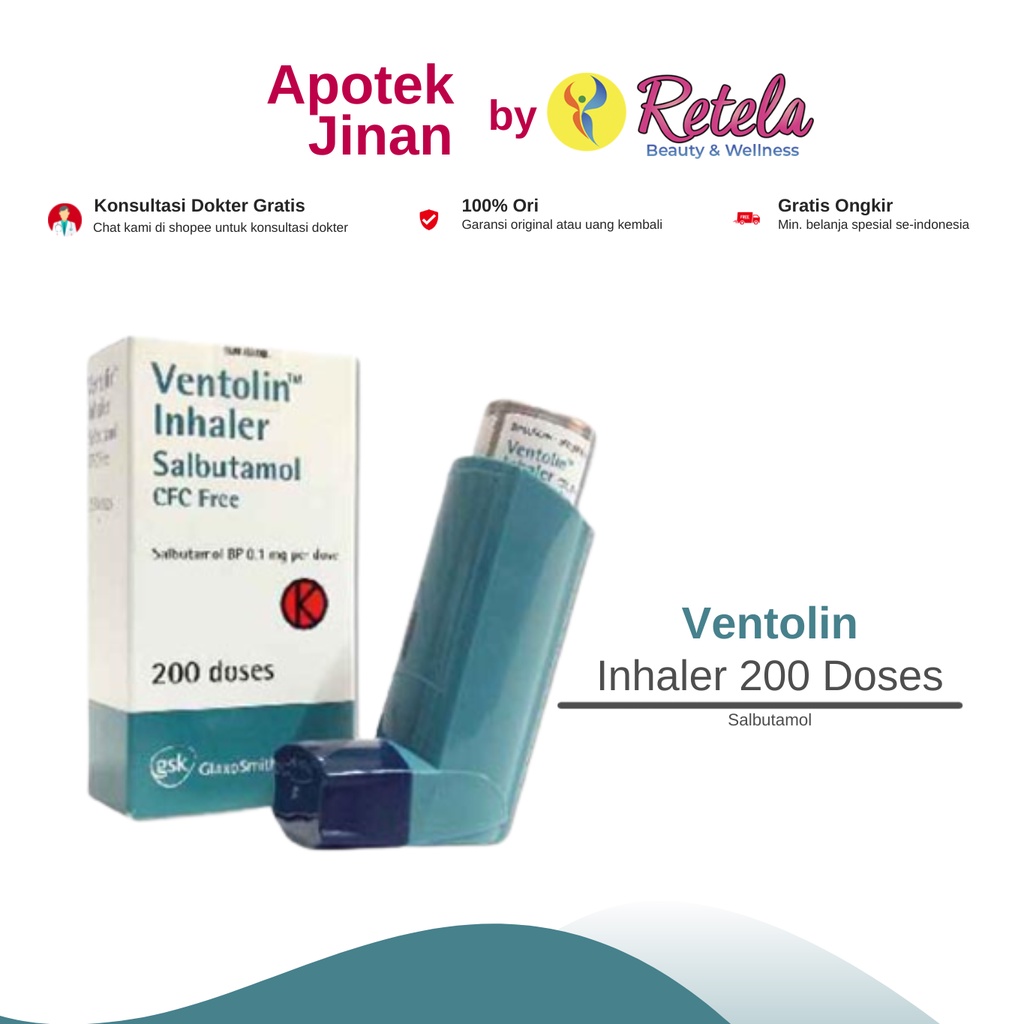 Jual VENTOLIN INHALER 100 MCG 200 DOSIS | Shopee Indonesia